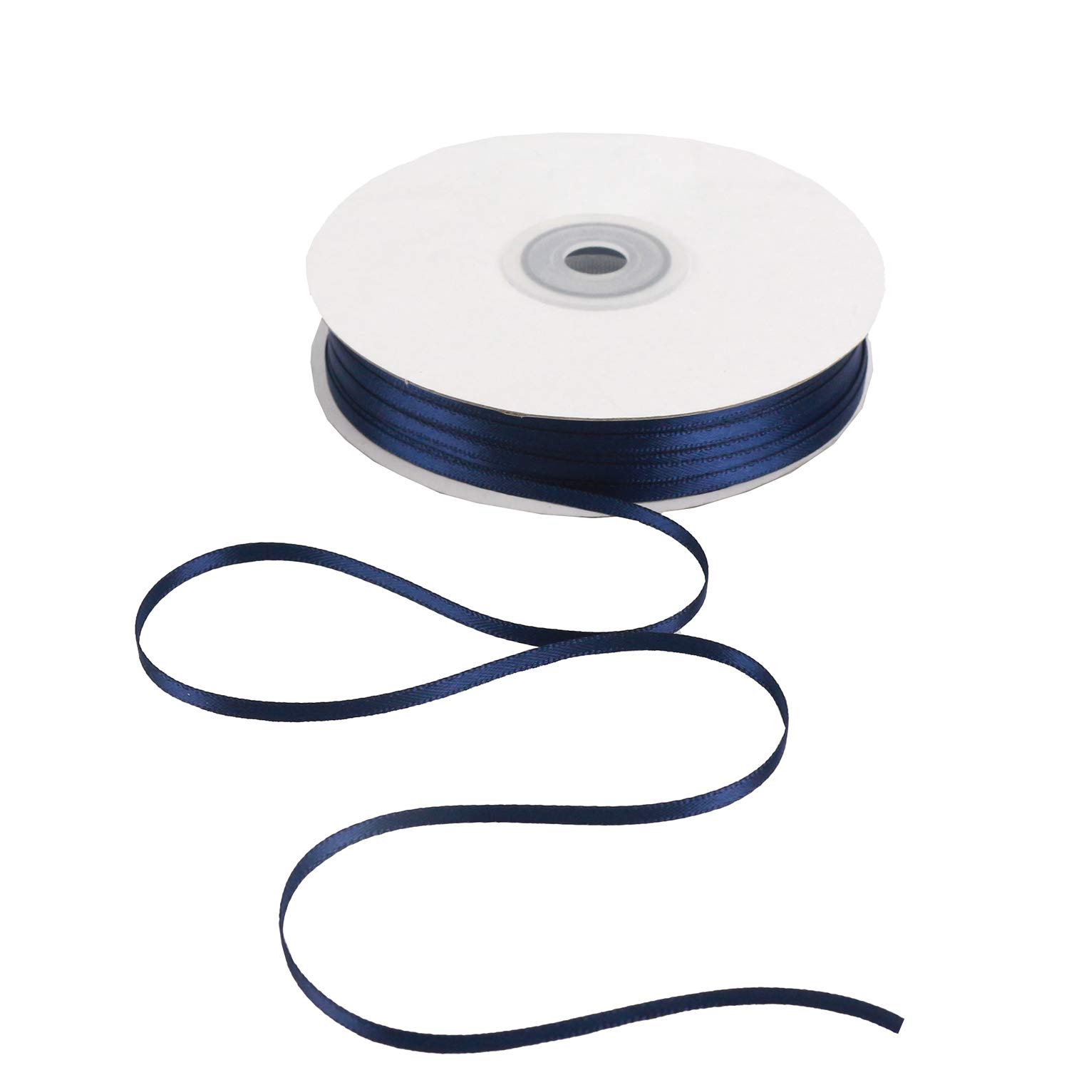 HUIHUANG Solid Color Satin Ribbon 1/8 inch x 100 Yards Roll Ribbon for Crafts (Navy)