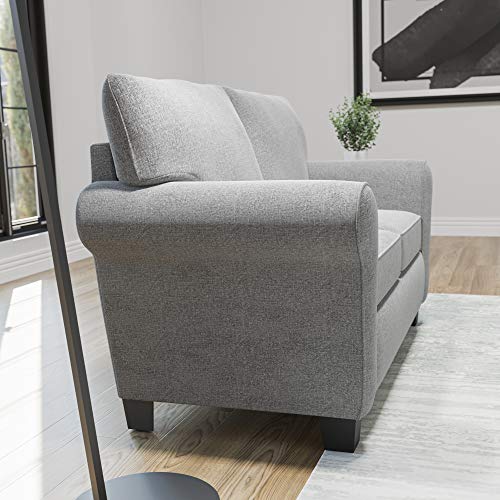 Edenbrook Willow Upholstered Loveseat with Rolled Arms – Living Room Furniture – Gray Small Loveseat - Seats Two – Loveseat for Small Spaces