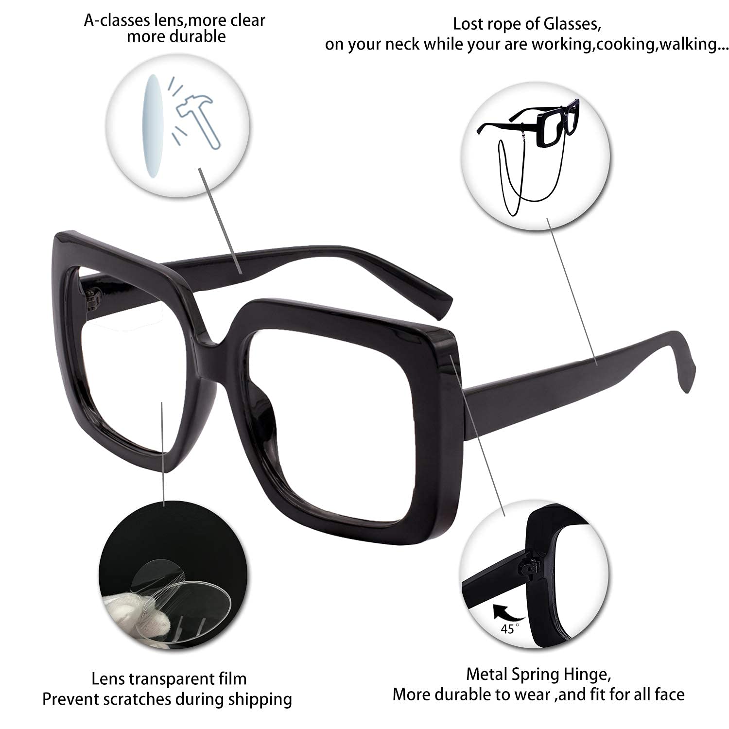 OCCI CHIARI 1.5 Reading Glasses Women Oversized Durable Reader 150(1.0 1.25 1.5 1.75 2.0 2.25 2.5 2.75 3.0 3.5 4.0) Large Frame