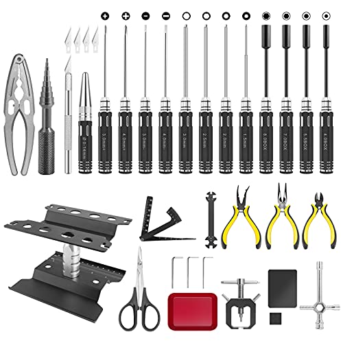 RC Station RC Tool Kit 26in1 RC Car Tool Kit Multi RC Tools Screwdriver Pliers Set Flat, Phillips, Hex, RC Car Tool Set Box for RC Car Drone Airplane Boat Multirotors Quadcopter Helicopter