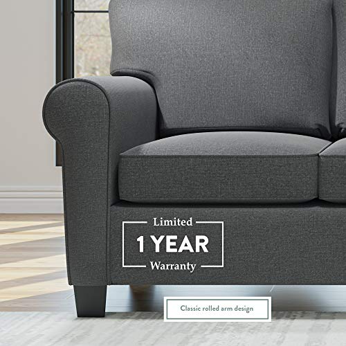 Edenbrook Willow Upholstered Loveseat with Rolled Arms – Living Room Furniture – Gray Small Loveseat - Seats Two – Loveseat for Small Spaces