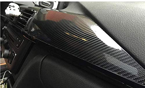 6D Carbon Fiber Vinyl Self Adhesive Film, High Gloss Black Carbon Fiber Vinyl Wrap Sticker Wrap Roll with Air Bubble (1ft x 5ft)