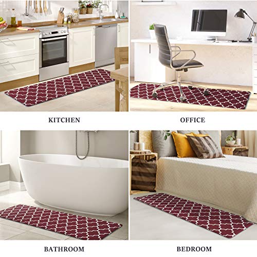 WISELIFE Kitchen Mat Cushioned Anti-Fatigue Kitchen Rug, 17.3"x 59" Waterproof Non-Slip Kitchen Mats and Rugs Heavy Duty PVC Ergonomic Comfort Mat for Kitchen, Floor Home, Office, Sink, Laundry, Red