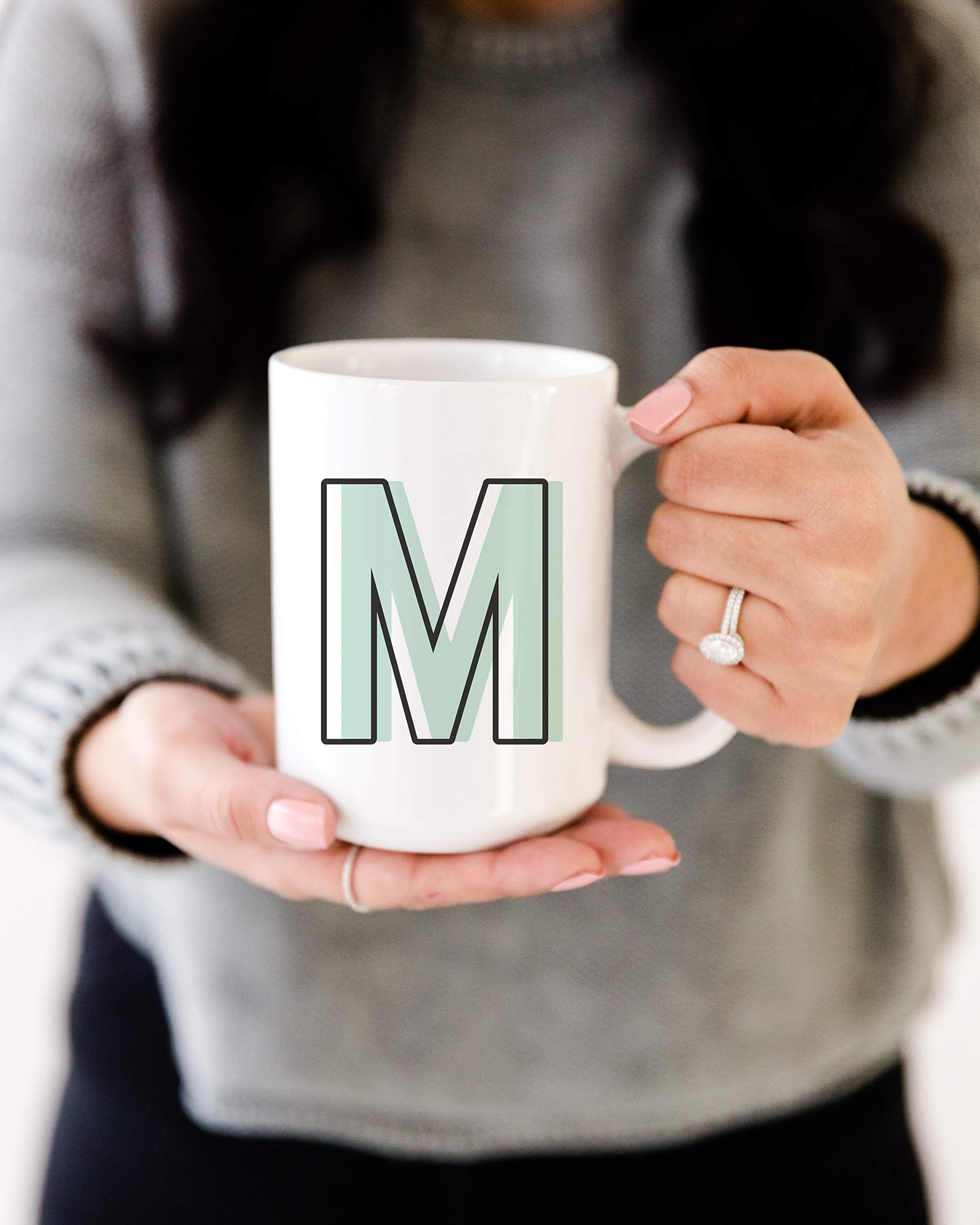 The Cotton & Canvas Co. Candy Pop Personalized Monogram Initial Letter M Coffee Mug Porcelain Ceramic Coffee Mug. For Her, For Him