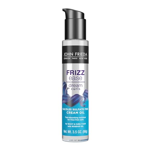 John Frieda Anti Frizz, Frizz Ease Dream Curls Cream Oil, Hydrating Hair Oil for Curly, Frizzy Hair, Nourishes Dry and Damaged Hair, 3.5 Fl Oz