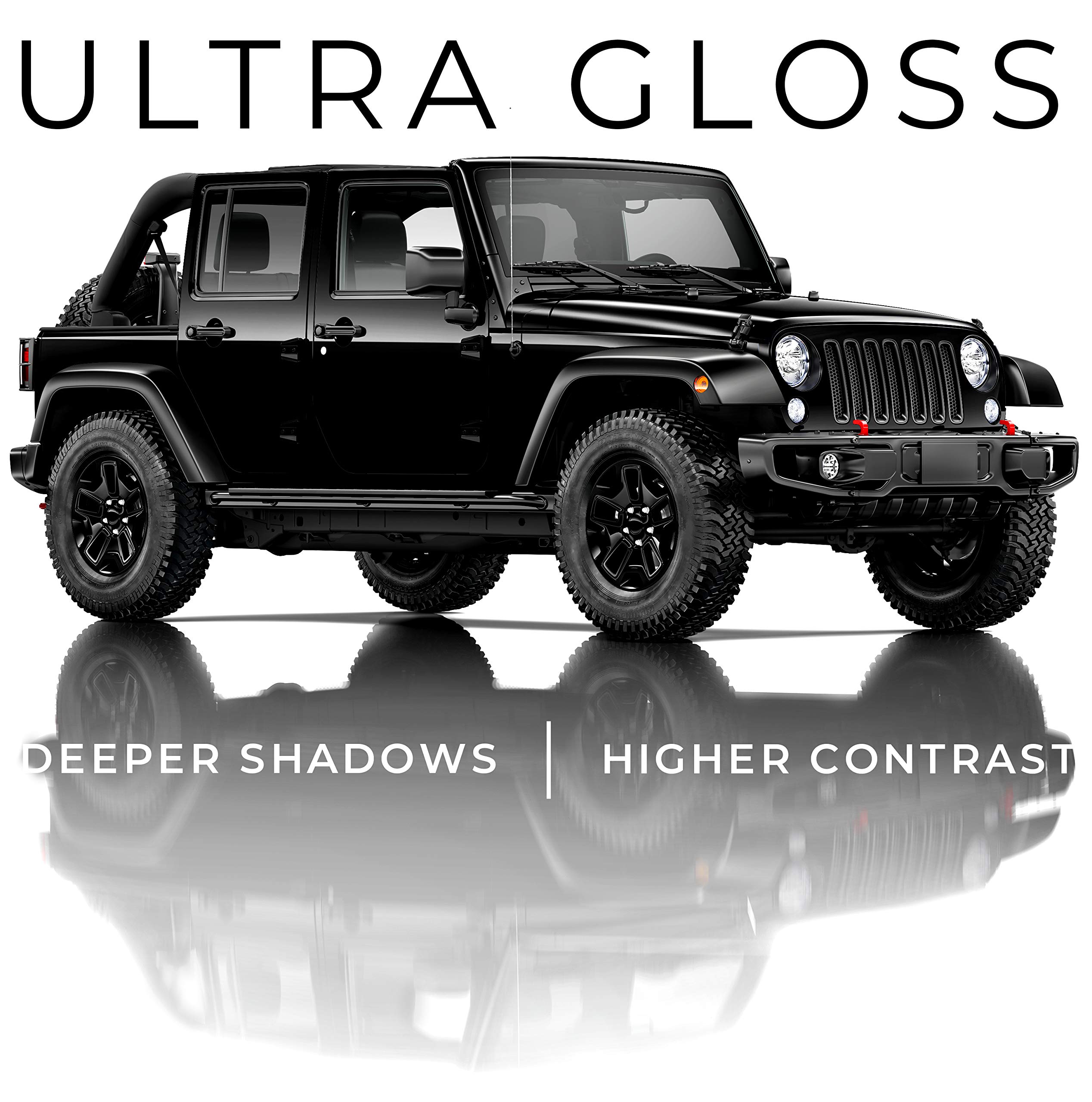 VViViD+ Ultra Gloss Premium Vinyl Car Wrap Film (1ft x 5ft, Gloss Piano Black)