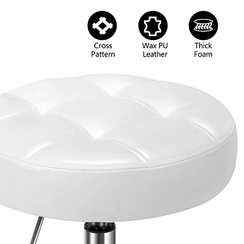 CoVibrant Lockable Rolling Stool Adjustable Swivel Stool with Noiseless Rubber Wheels and Foot Rest for Kitchen Medical Esthetician Studio