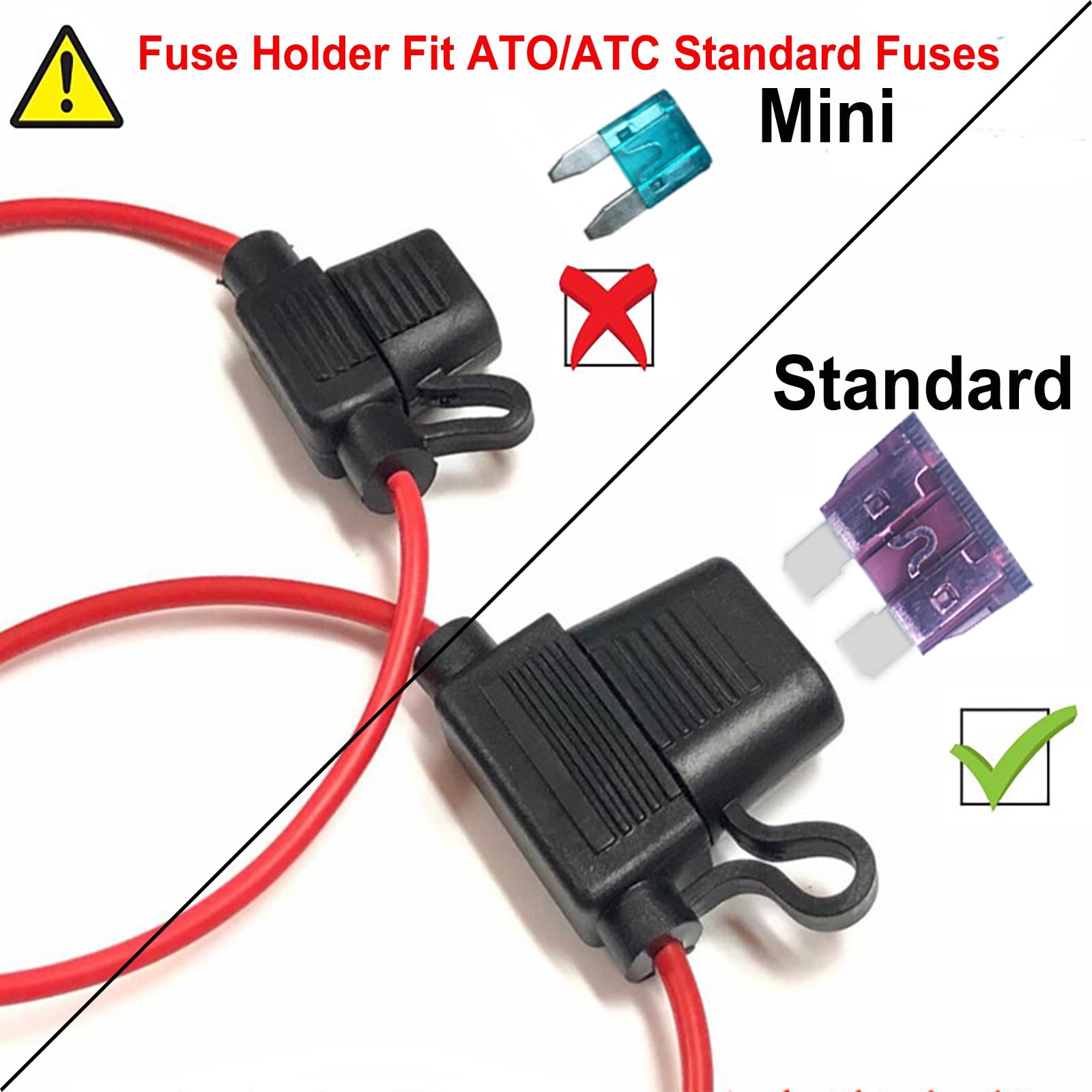 MuHize 10 Gauge Inline Fuse Holder - Heavy Duty 10 AWG Waterproof Add a Circuit Fuse Holder, Standard APR ATO ATC Fuse Holder with 40AMP Standard Fuses(3 Pack)