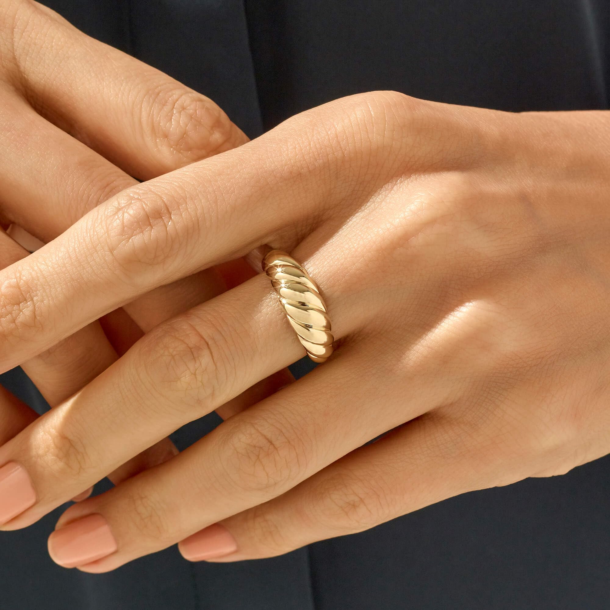 JINEAR 18k Gold Plated Croissant Braided Twisted Signet Chunky Dome Ring Stacking Star Band for Women and Men Statement Wedding Ring Minimalist Jewelry
