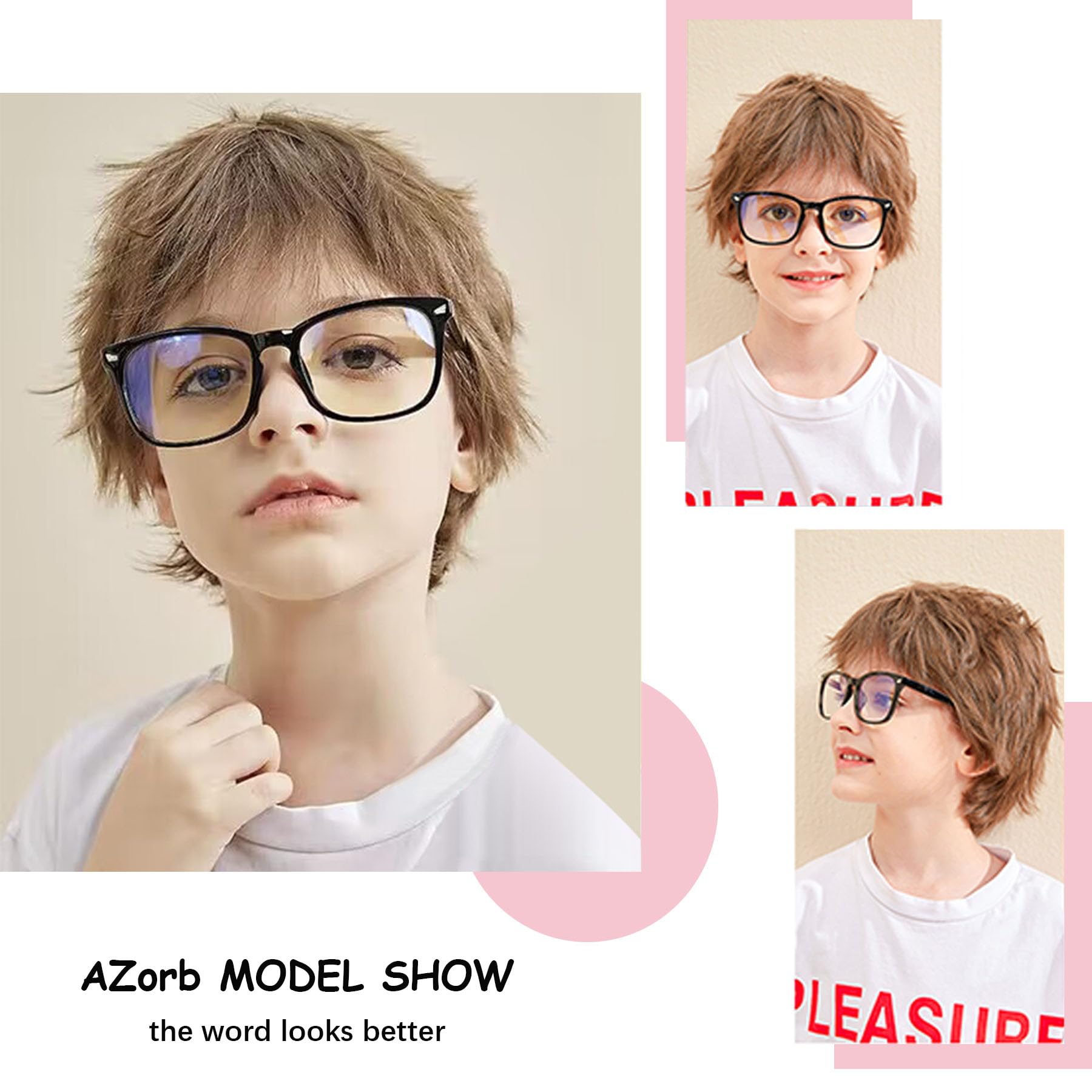 AZorb 2Pack Blue Light Blocking Glasses for Kids TR90 Unbreakable Computer Screen Glasses for Boys & Girls - 2 Pack(Transparent Pink+ Leopard)