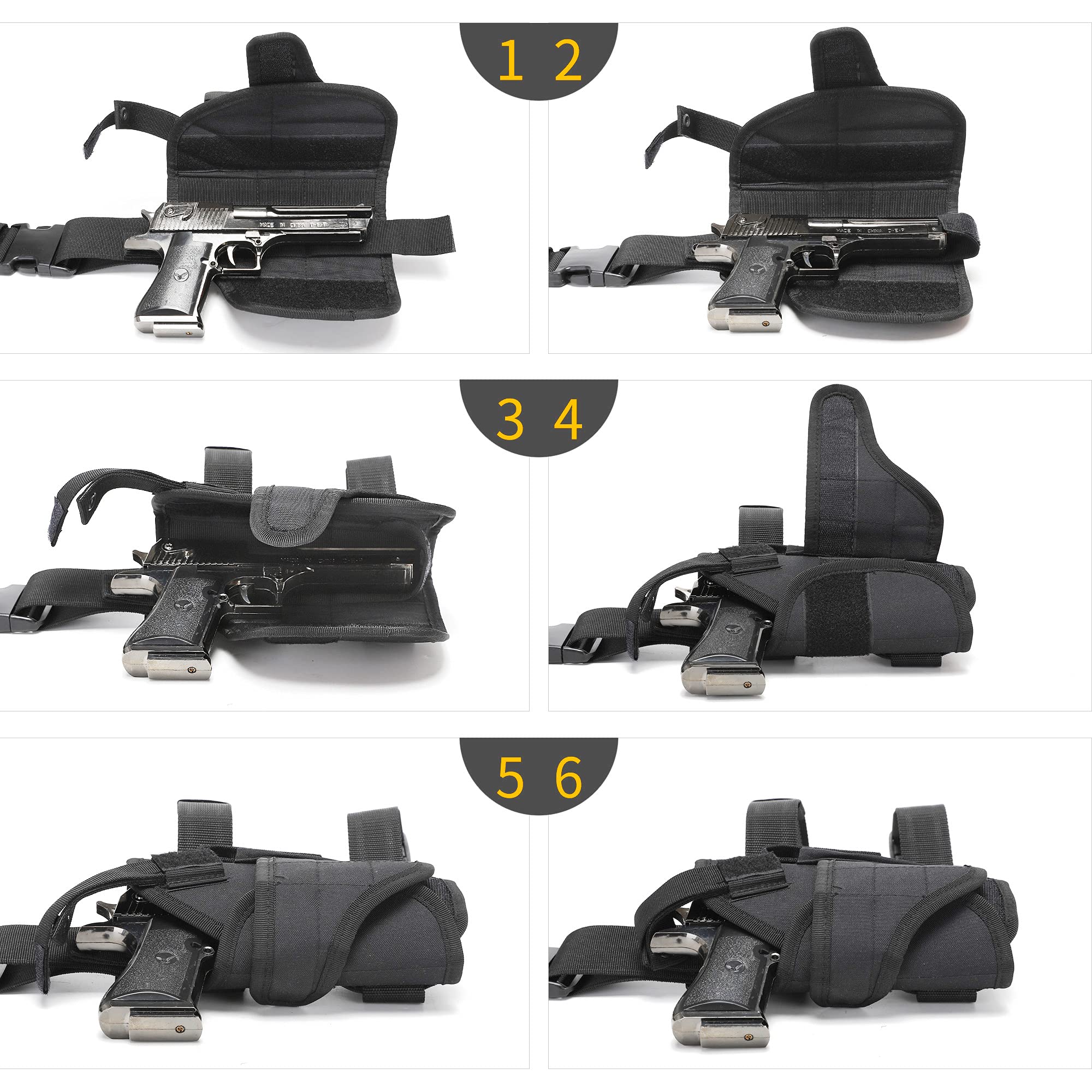 Left Handed Leg Holsters for Pistols, Drop Leg Holster Thigh Gun Holster for Men, Airsoft Pistol Holster Adjustable Tactical Leg Harness for Large Medium Pistols
