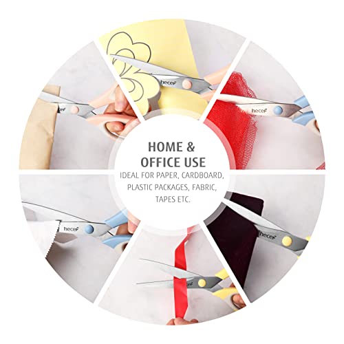 hecef 8β Craft Scissors All Purpose for Office, Sharp Sewing Scissors with Soft Grip Handles, Sturdy Stainless Steel Utility Scissors for School Home Art Craft DIY Supplies, 3 Pack