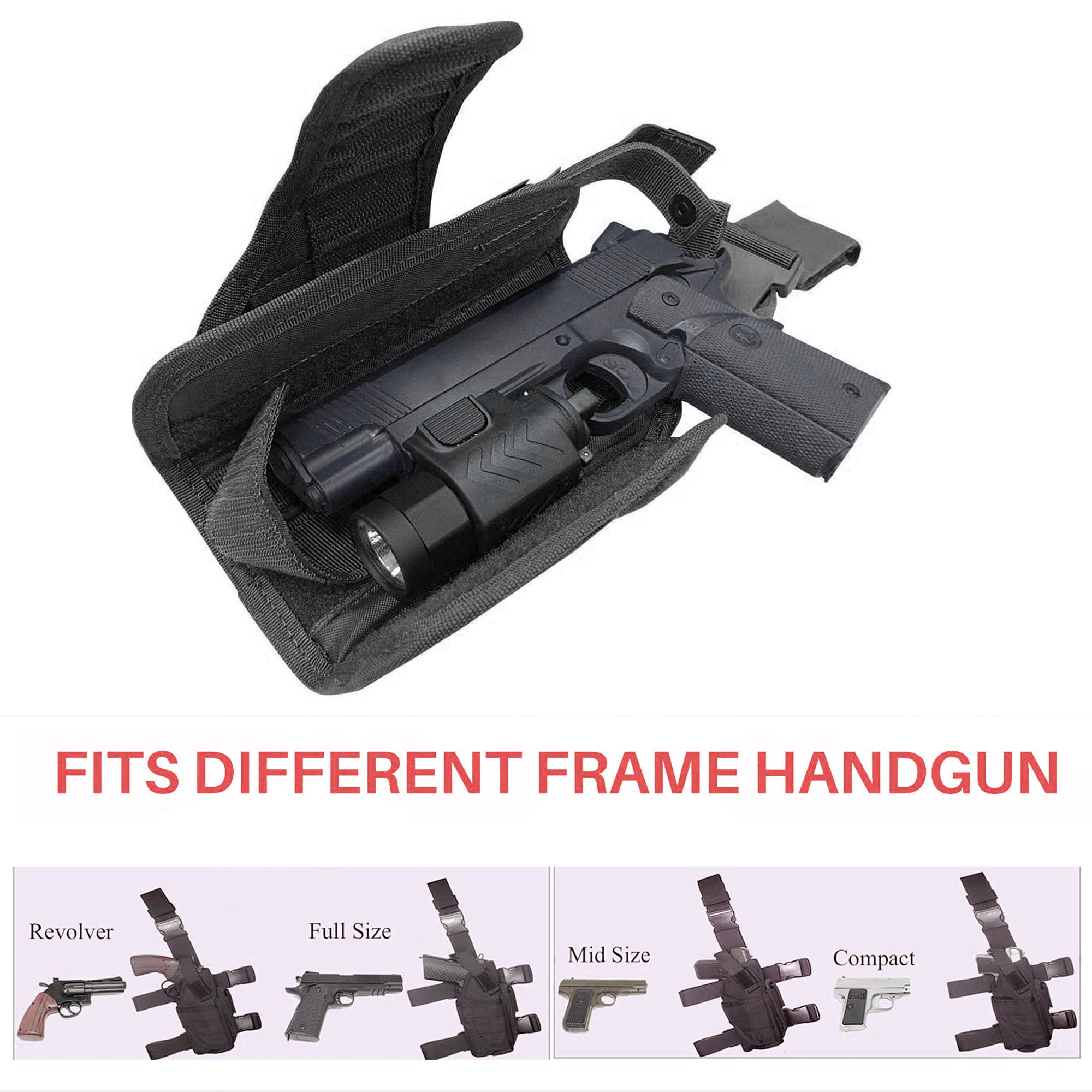 Left Handed Leg Holsters for Pistols, Drop Leg Holster Thigh Gun Holster for Men, Airsoft Pistol Holster Adjustable Tactical Leg Harness for Large Medium Pistols