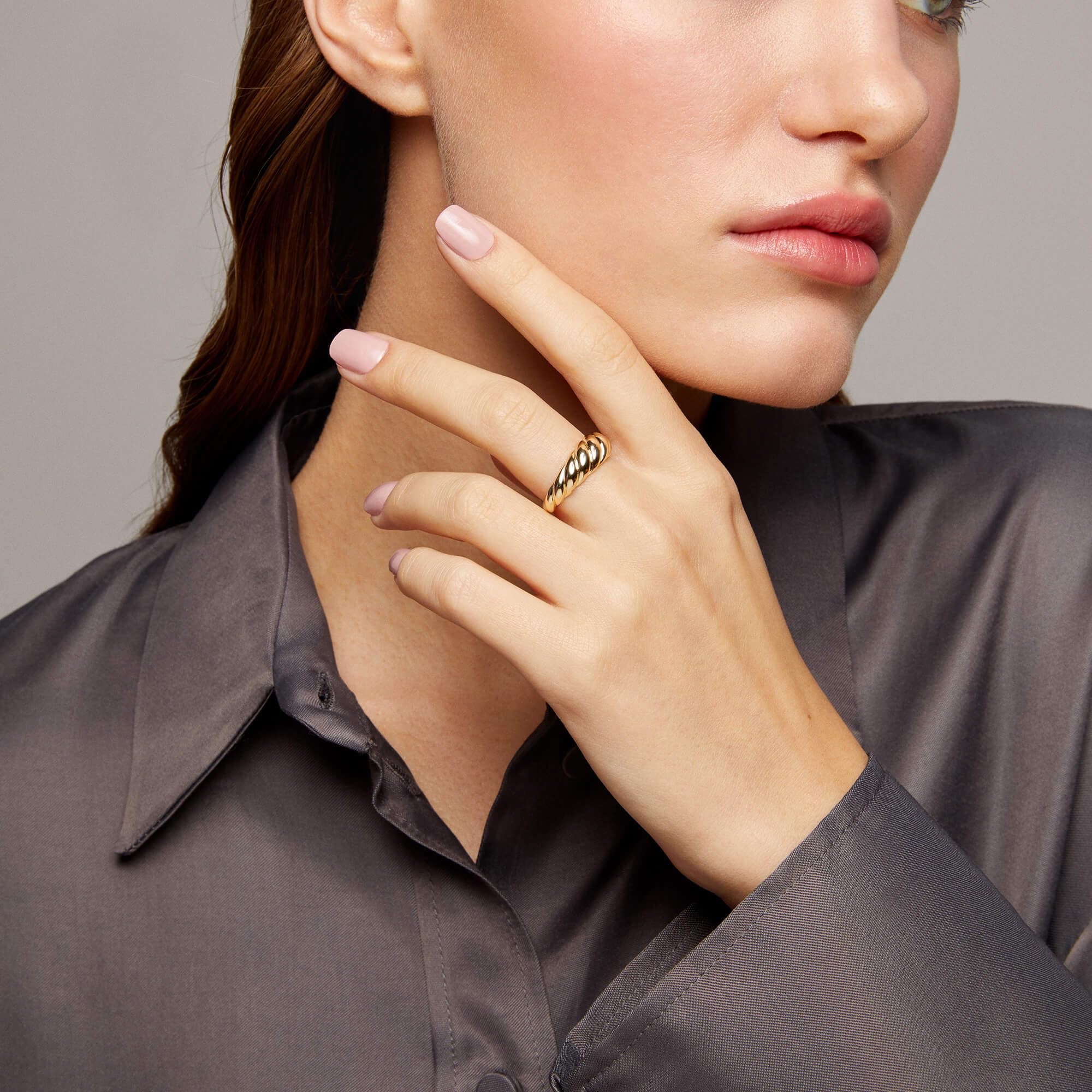 JINEAR 18k Gold Plated Croissant Braided Twisted Signet Chunky Dome Ring Stacking Star Band for Women and Men Statement Wedding Ring Minimalist Jewelry