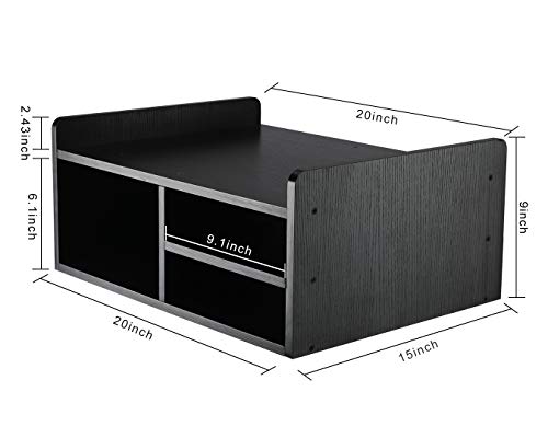 PAG Monitor Printer Stand Computer Riser with Storage Wood Desk Organizer for Home/Office, 2-Tier, Black
