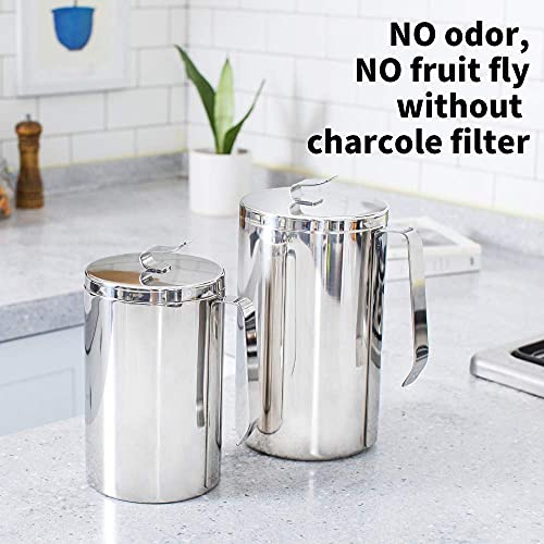 JOE&LEAH Kitchen Stainless Steel Compost Bin (0.92 Gallon) - Premium 304 Rust-Resistant Composter countertop bin with Metal lid Bucket Pail Indoor Outdoor Table Food Waste Scrap Mini Small Large Bag