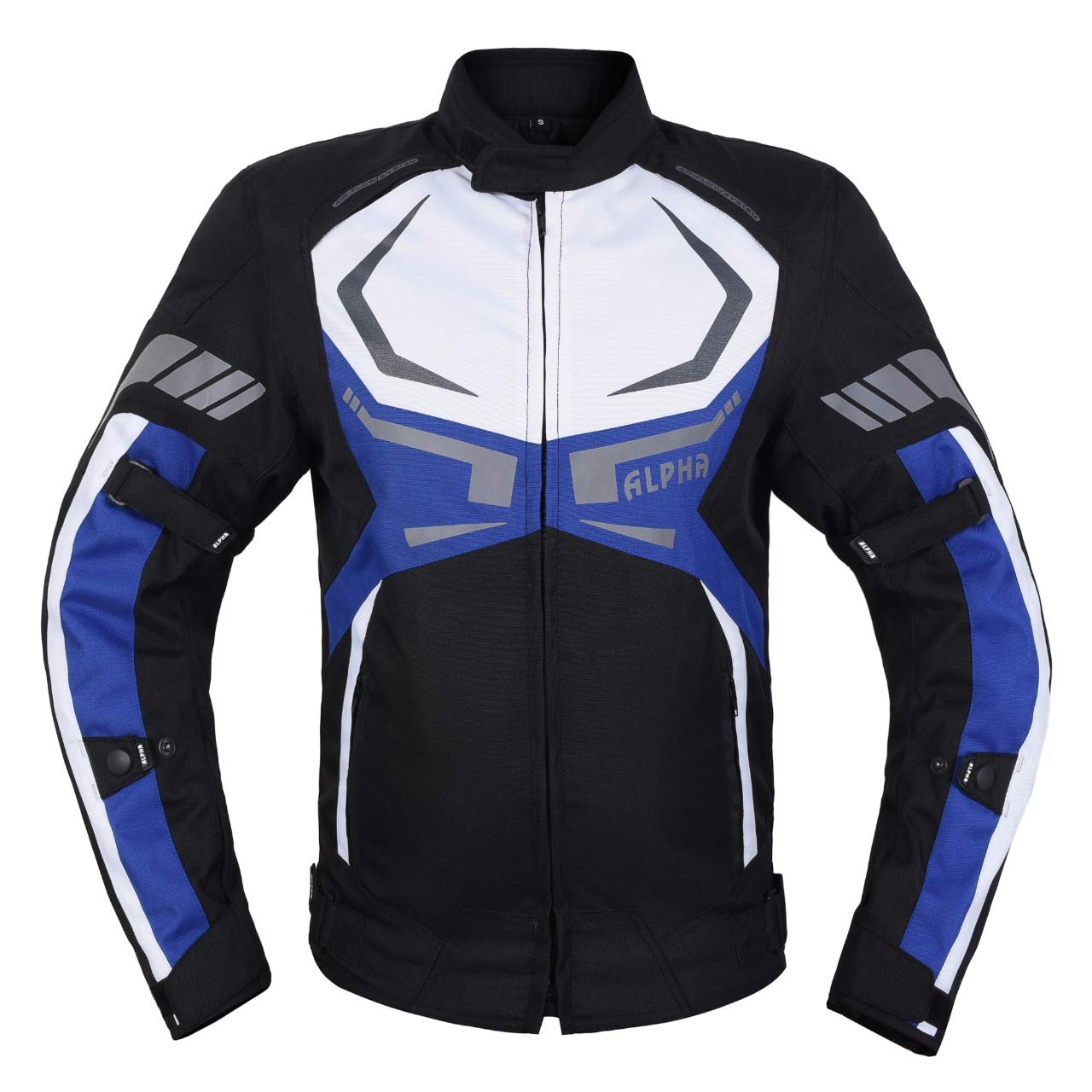 MOTORCYCLE JACKET MENS CE ARMORED BIKERS RIDING RACING WATERPROOF ALL SEASON JACKET (BLUE, X-LARGE)
