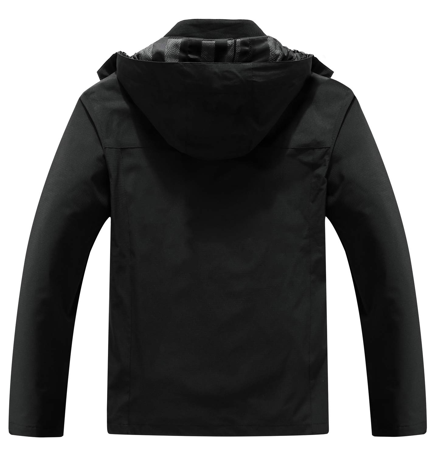 OTU Men's Lightweight Waterproof Hooded Rain Jacket Outdoor Raincoat Shell Jacket for Hiking Travel Black XL