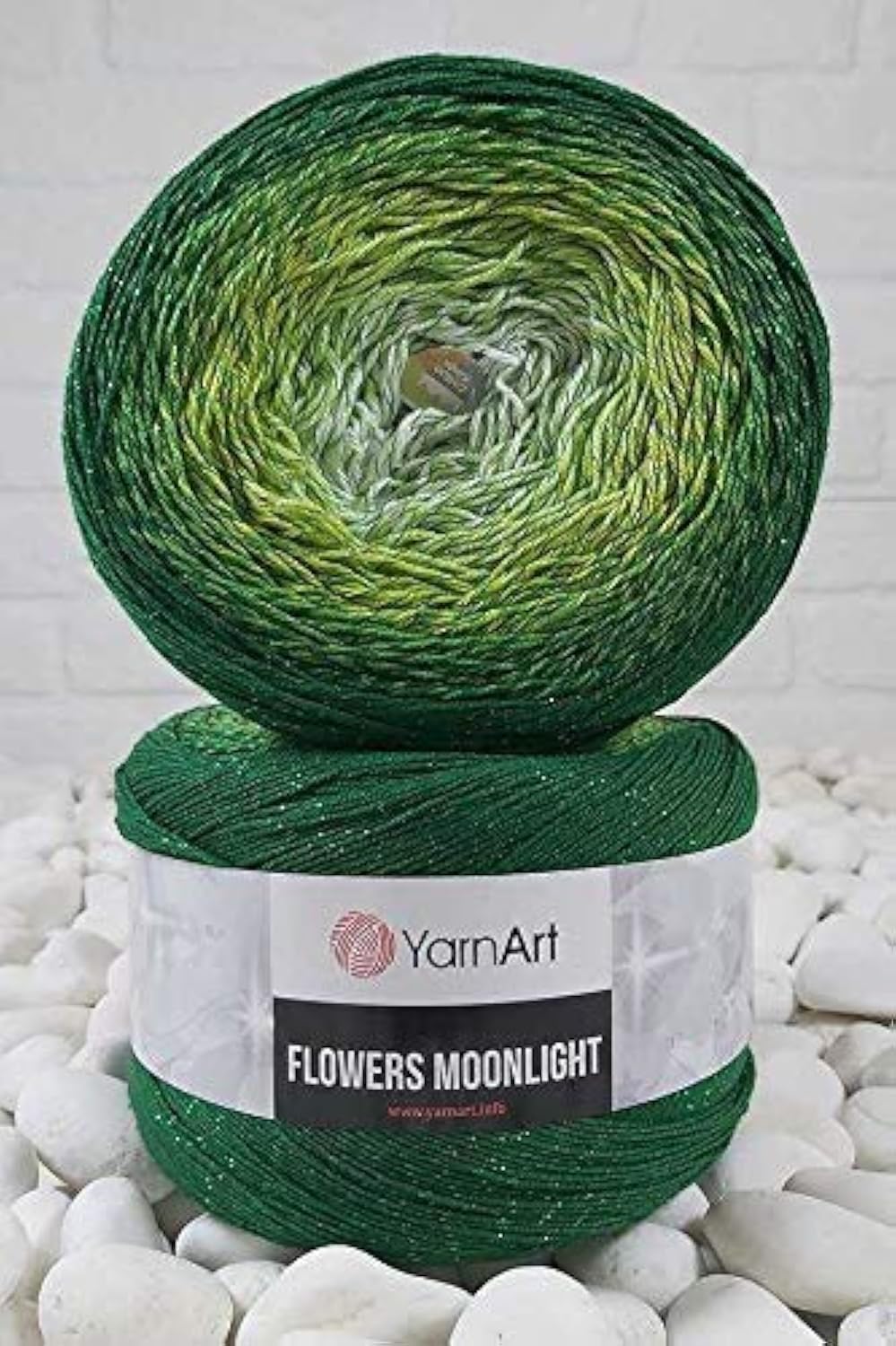 YarnArt Flowers Moonlight Glitter Cotton Yarn, Soft, Rainbow Crochet, Metallic Lurex handknit Shiny, Silvery Cake, Multicolor Cotton, 1 Skein Weight 9.17oz Lenght 393.7 inches,1 Fine Yarn (3283)