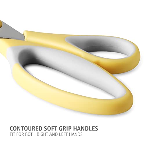 hecef 8β Craft Scissors All Purpose for Office, Sharp Sewing Scissors with Soft Grip Handles, Sturdy Stainless Steel Utility Scissors for School Home Art Craft DIY Supplies, 3 Pack