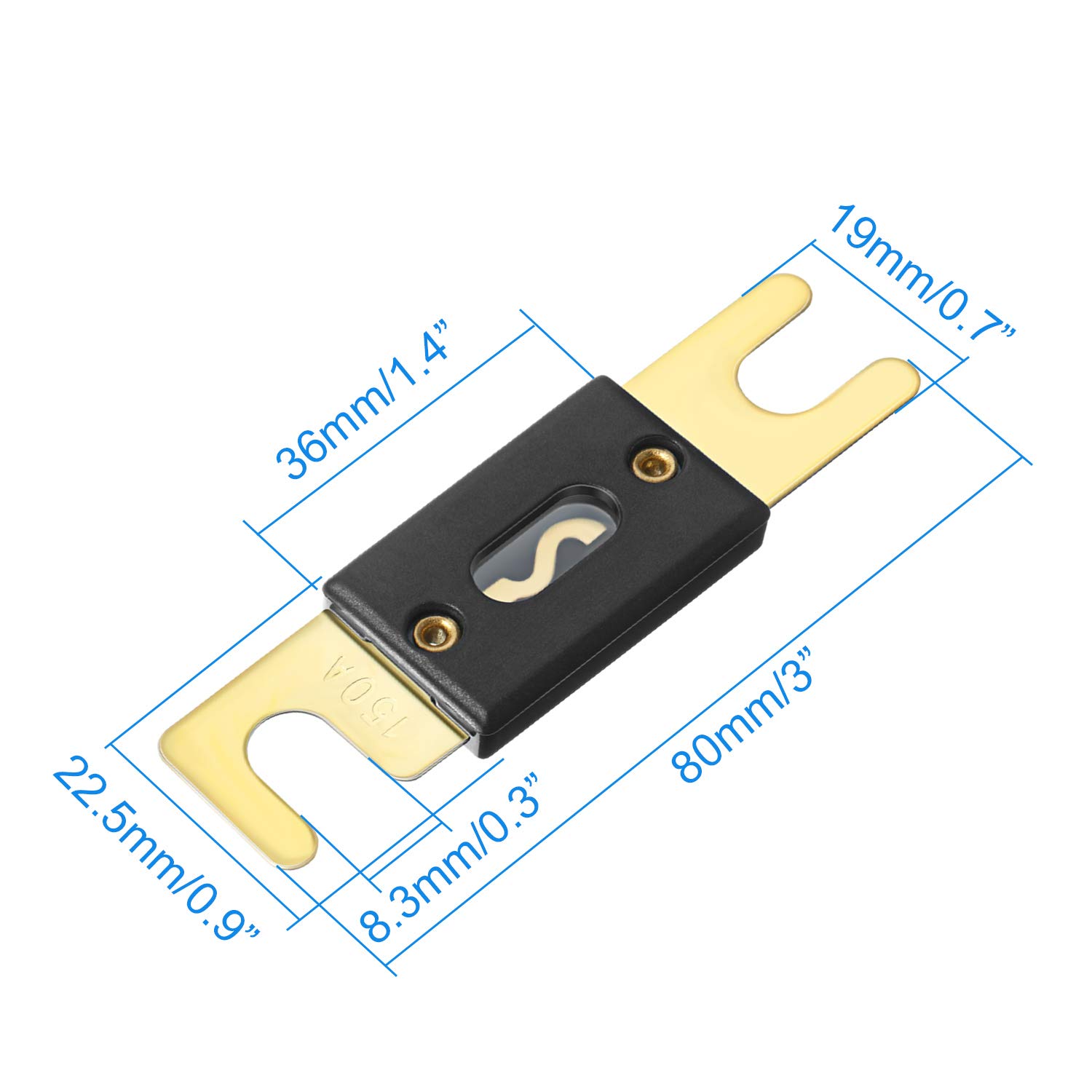 5 Pieces ANL Fuse Inline Fuse Gold Plated Fuse for Car Vehicle Audio Video System (150 Amp)