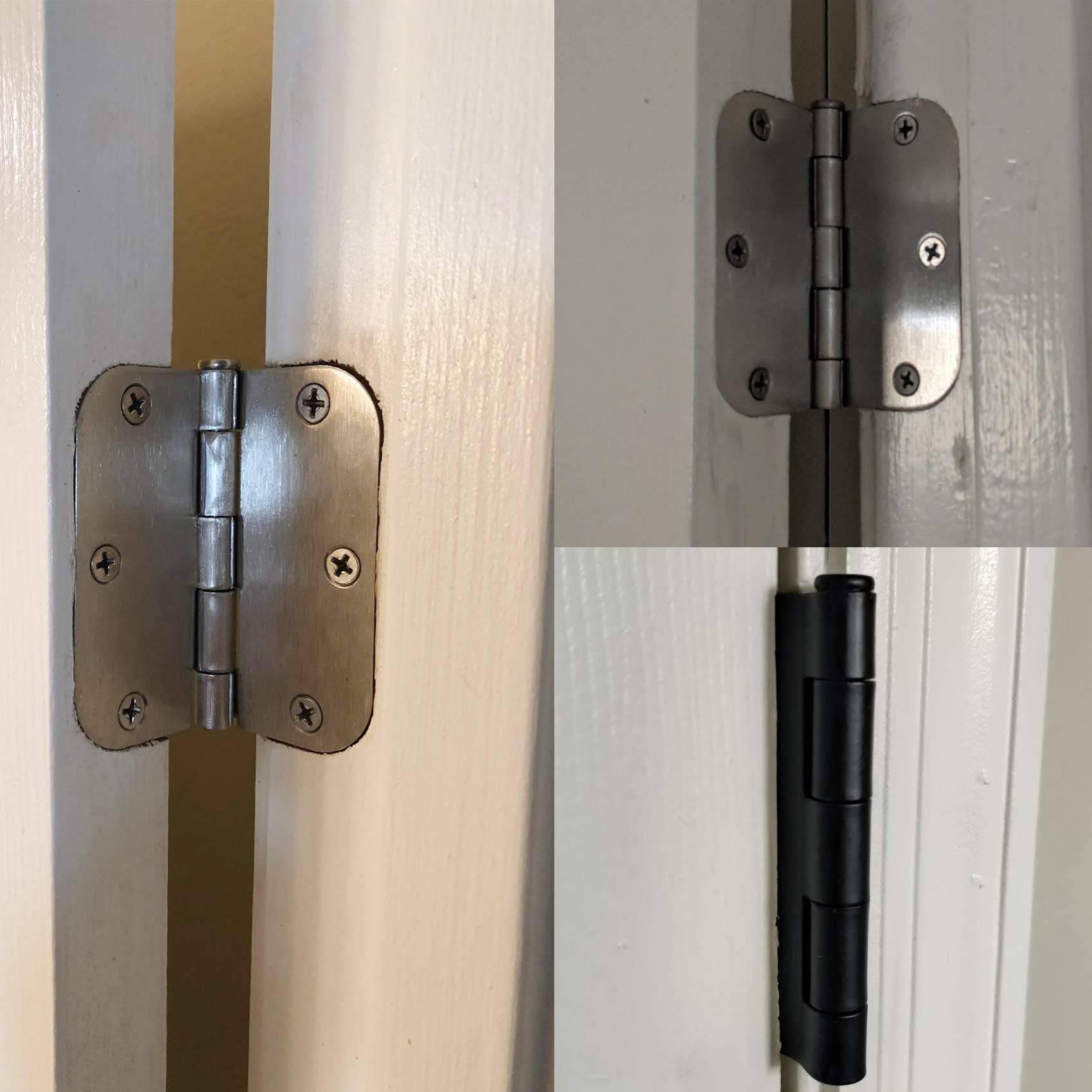 18 Pack Nickel Door Hinges Brushed Nickel 3 1/2 Interior Door Hinges Satin Nickel 3.5 Inch with 5/8” Radius Corners 3 ½"x 3 ½" Silver Hardware Controls