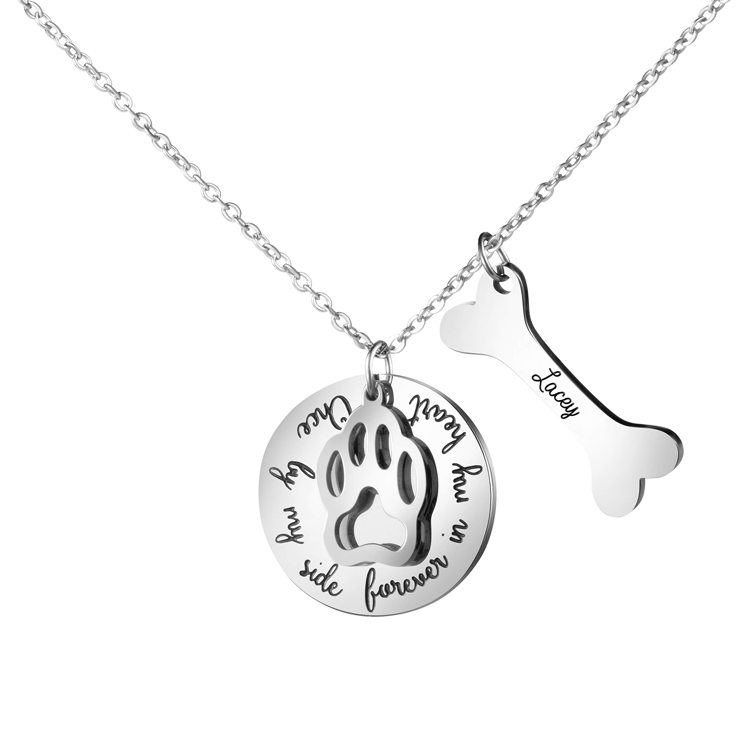 Personalized Dog Loss Gift Personalized Memorial In Memory of Pets Jewelry with Dog Paw Bone Name Lacey