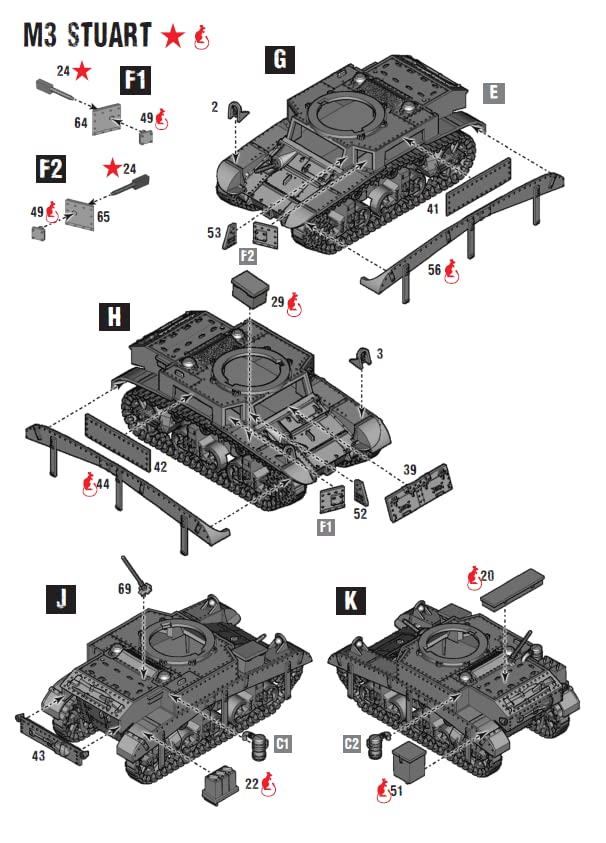 Bolt Action M3 Stuart Allied Light Tank 1:56 WWII Military Wargaming Plastic Model Kit