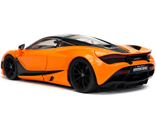 McLaren 720S Orange and Black Hyper-Spec Series 1/24 Diecast Model Car by Jada 32719