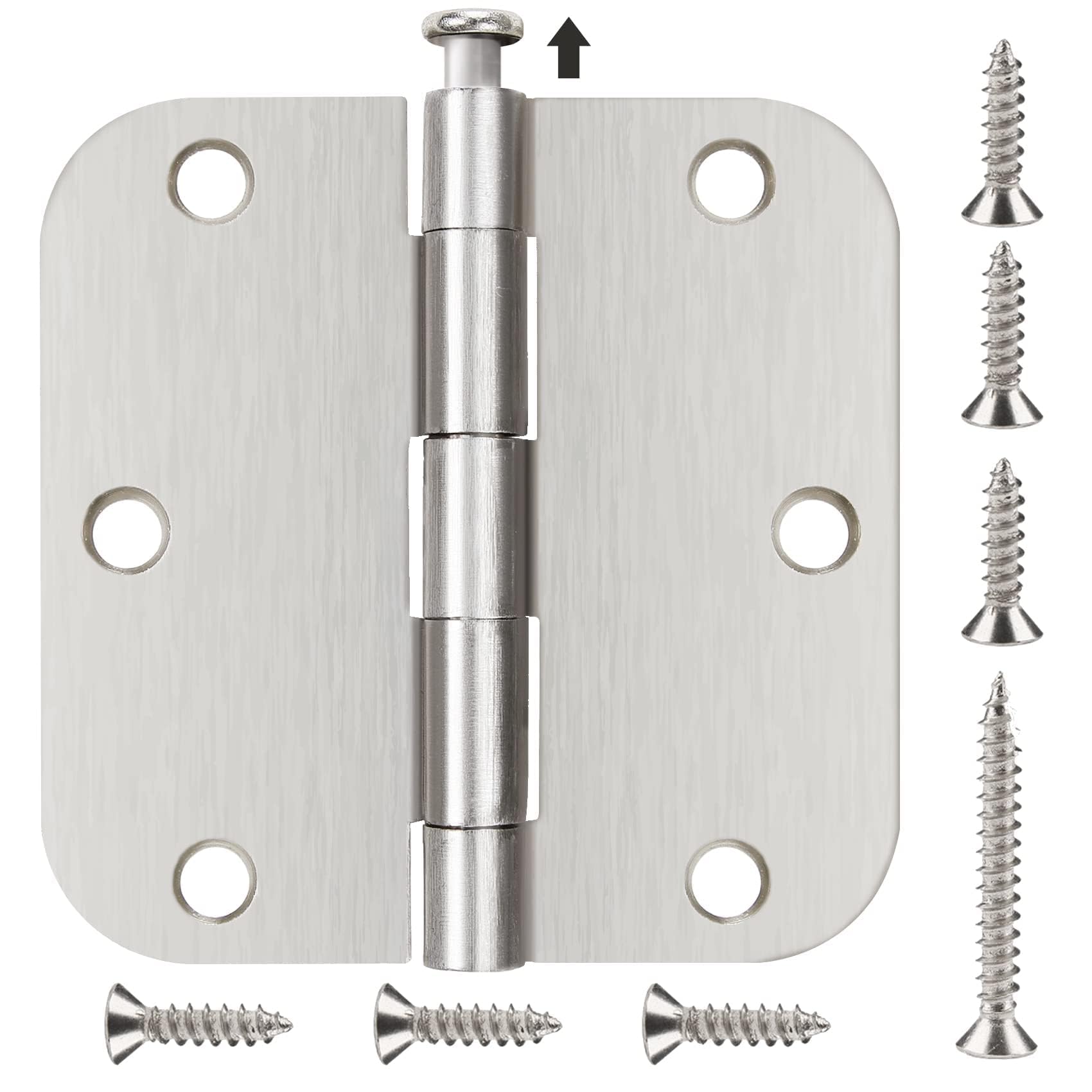 18 Pack Nickel Door Hinges Brushed Nickel 3 1/2 Interior Door Hinges Satin Nickel 3.5 Inch with 5/8” Radius Corners 3 ½"x 3 ½" Silver Hardware Controls