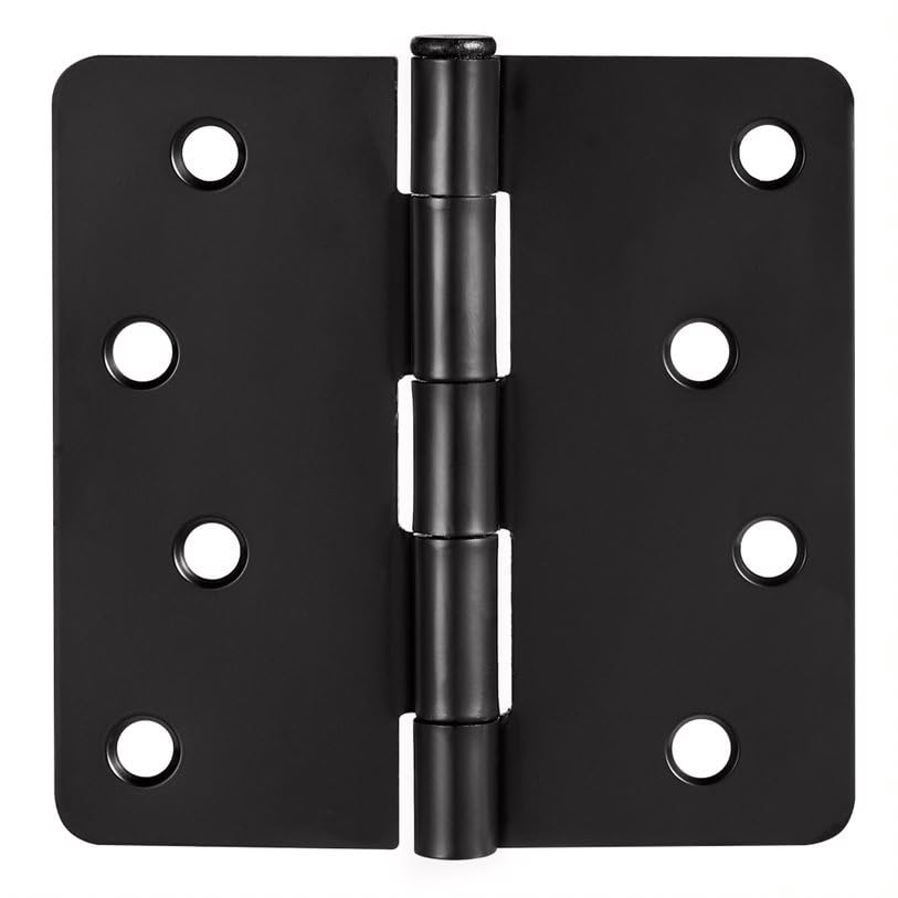 Door Hinges for Interior Doors 10-Pack 4-inch x 4-inch, Design House 1/4-inch Radius Steel Door Hinge Door Hardware, Matte Black, 188953