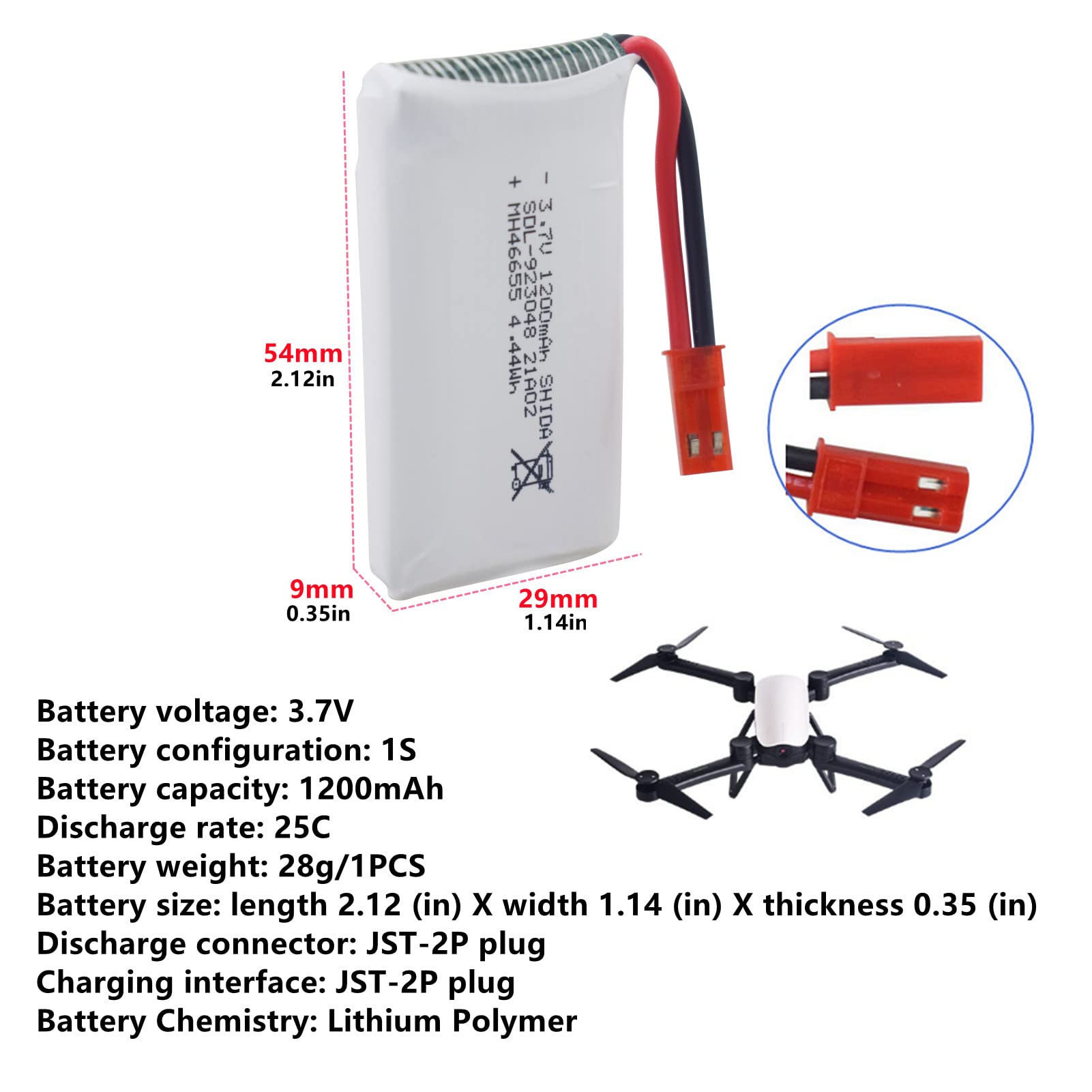 Fytoo 4PCS 3.7V 1200mAh Lithium Battery&1PCS 4 in 1 Charger for X900 X9TW Folding Quadcopter