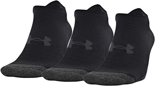 Under Armour Adult Performance Tech No Show Socks, Multipairs, Black (3-Pairs), Medium