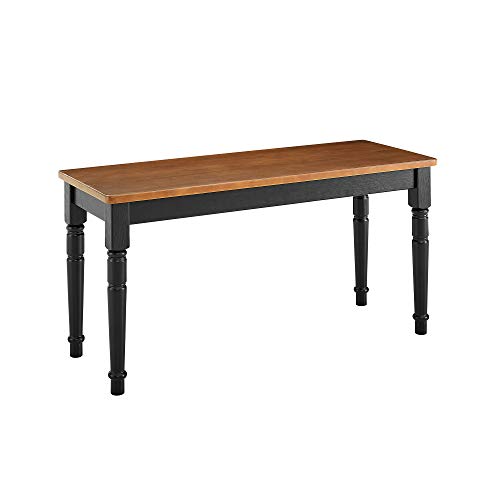MUSEHOMEINC Two Tone Farmhouse Style Solid Wood Bench, Black/Espresso
