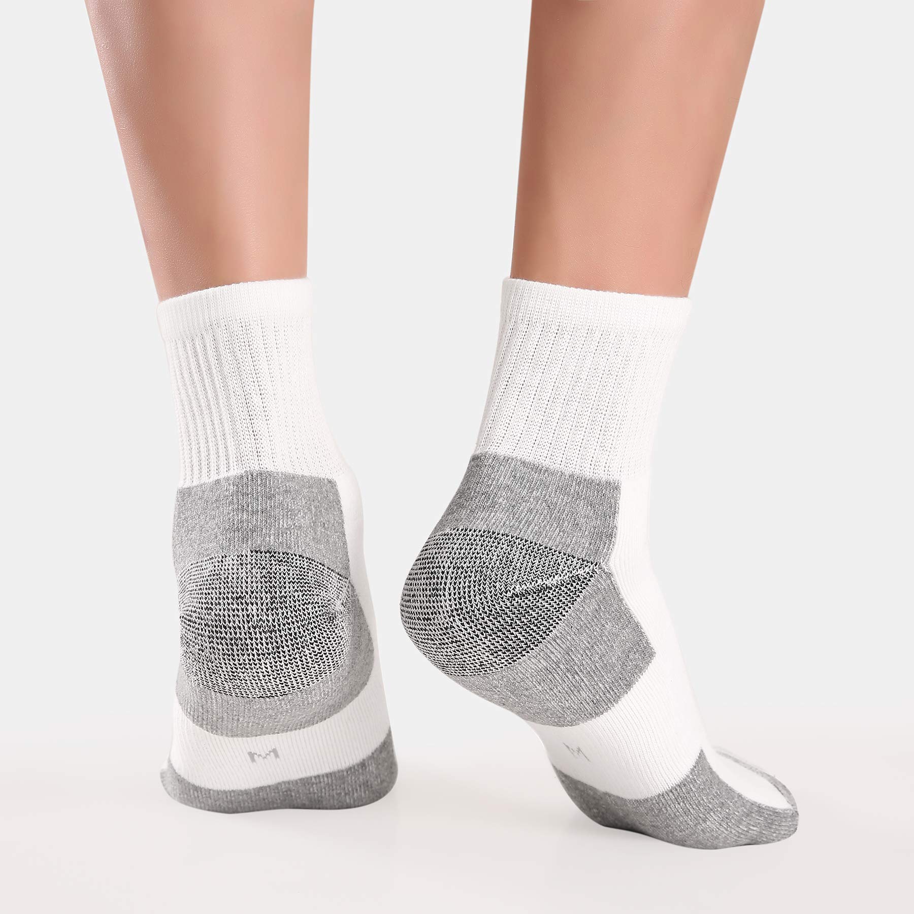 WANDER Men's Athletic Ankle Socks 3-8 Pairs Thick Cushion Running Socks for Men&Women Cotton Socks 7-9/9-12/12-15 (8 Pair A0-white, M)