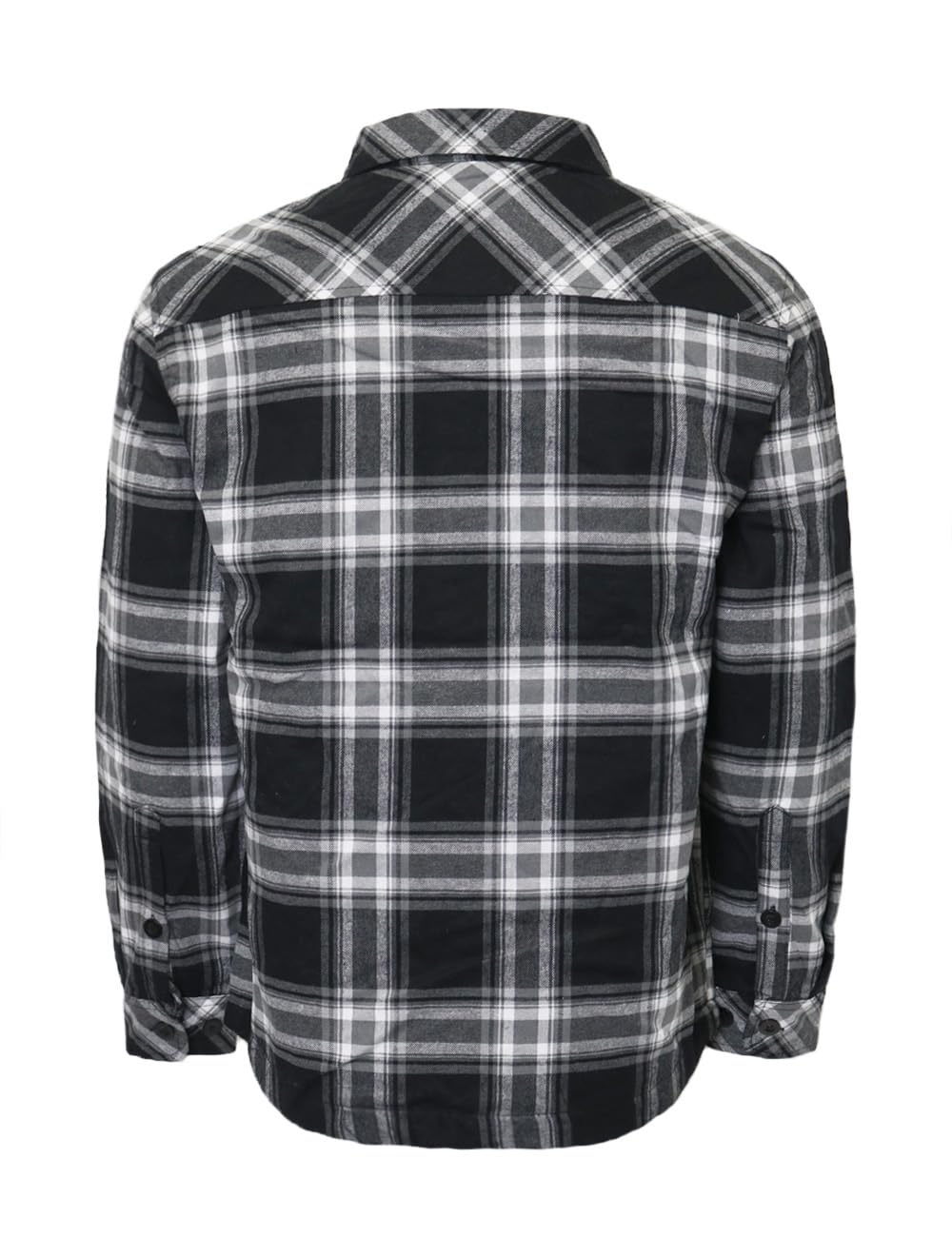 URBANJ Men's Long Sleeve Heavy Weight Quilted Lined Plaid Flannel Shirt Jacket (XL, P2212 Black)
