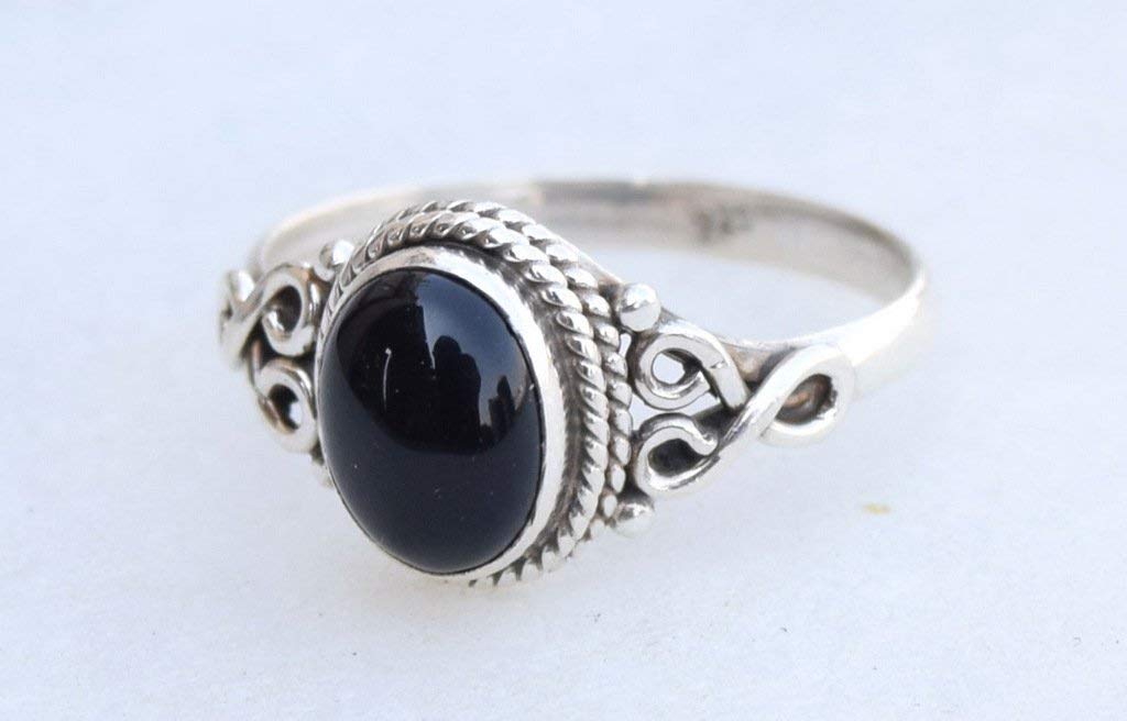 Black Onyx Stone Ring 925 Sterling Silver Statement Ring For Women Handmade Rings Gemstone Christmas Promise Ring Size US 7 Gift For Her