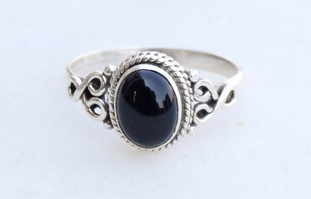 Black Onyx Stone Ring 925 Sterling Silver Statement Ring For Women Handmade Rings Gemstone Christmas Promise Ring Size US 7 Gift For Her