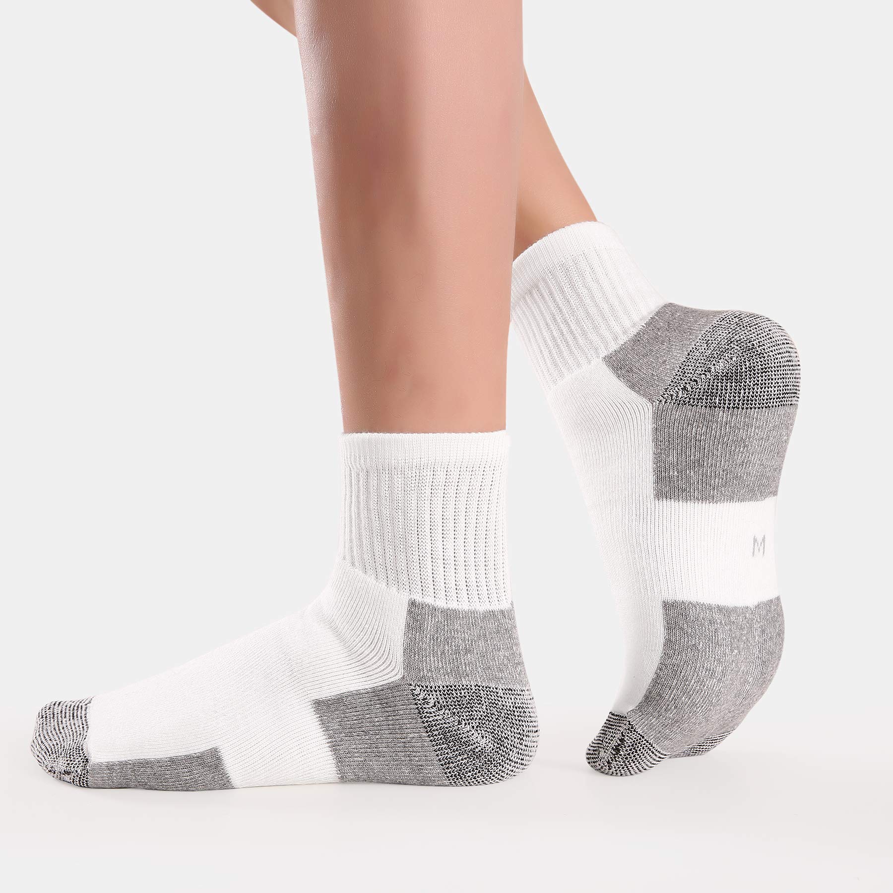 WANDER Men's Athletic Ankle Socks 3-8 Pairs Thick Cushion Running Socks for Men&Women Cotton Socks 7-9/9-12/12-15 (8 Pair A0-white, M)