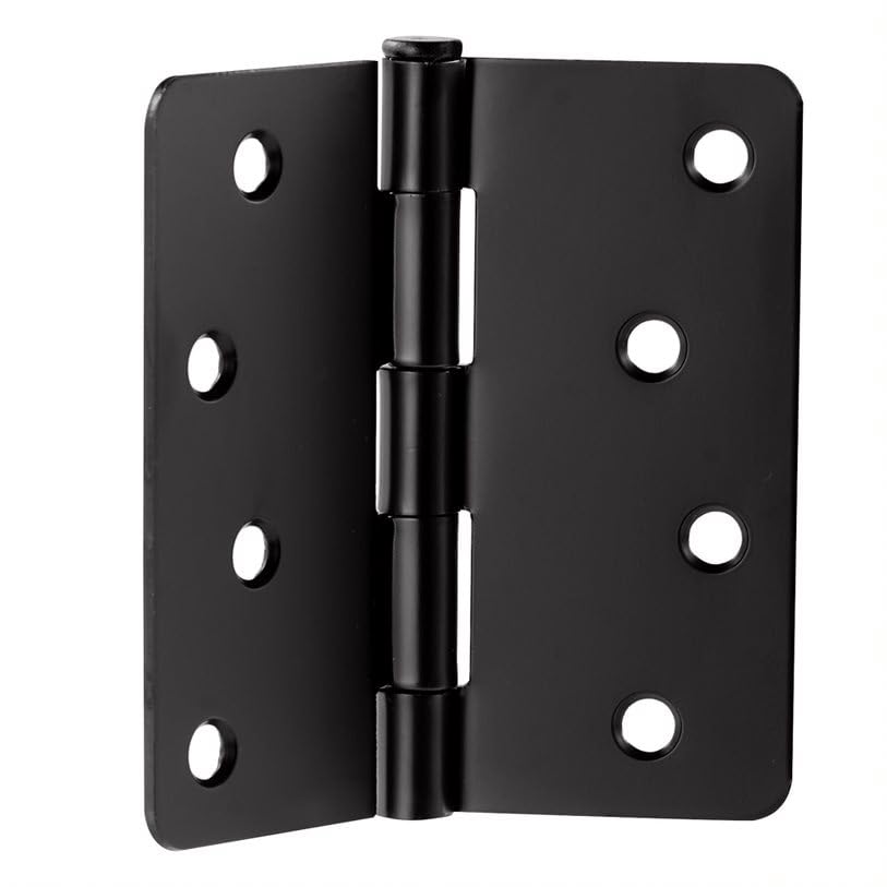 Door Hinges for Interior Doors 10-Pack 4-inch x 4-inch, Design House 1/4-inch Radius Steel Door Hinge Door Hardware, Matte Black, 188953