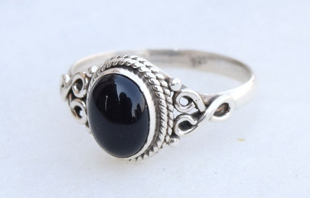 Black Onyx Stone Ring 925 Sterling Silver Statement Ring For Women Handmade Rings Gemstone Christmas Promise Ring Size US 7 Gift For Her