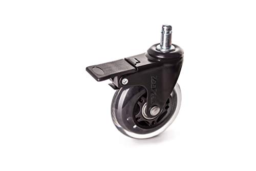 DOES NOT FIT IKEA CHAIRS - Caster Wheels with Brakes - 5 Pieces 3" Locking Office Chair Wheels - Quiet Rollerblade Style PU Rubber Heavy Duty Wheels - Work on Hardwood & Tile Floors & LOW PILE CARPET