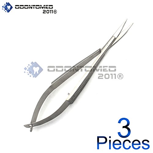 OdontoMed2011 3 PCS Micro Curved Scissors Sharp/Sharp 4.5" CASTROVIEJO Stainless Steel ODM