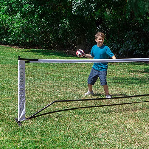 2 Pickleball Nets in 1 – PLAYABOUTS Duo – Set up 22 ft Regulation Size or 11 ft Half Court – Versatile Portable Pickleball Net System for Indoor/Outdoor Pickle Ball Games on Court, Driveway, Backyard
