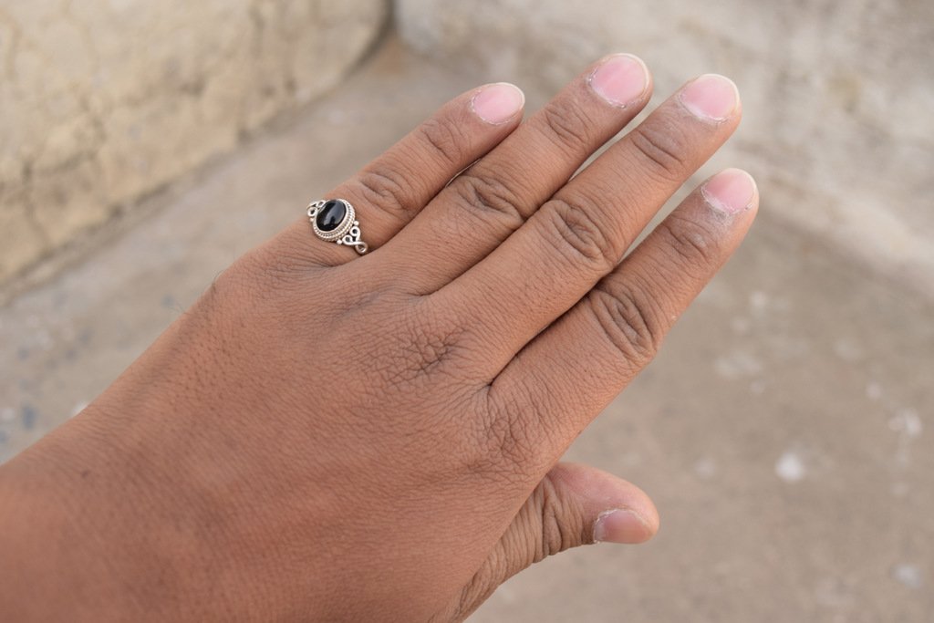 Black Onyx Stone Ring 925 Sterling Silver Statement Ring For Women Handmade Rings Gemstone Christmas Promise Ring Size US 7 Gift For Her