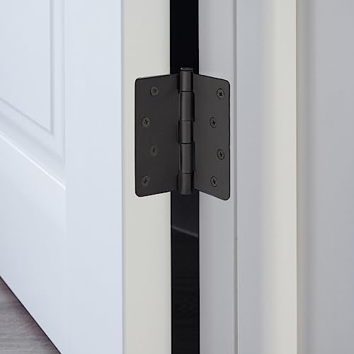 Door Hinges for Interior Doors 10-Pack 4-inch x 4-inch, Design House 1/4-inch Radius Steel Door Hinge Door Hardware, Matte Black, 188953