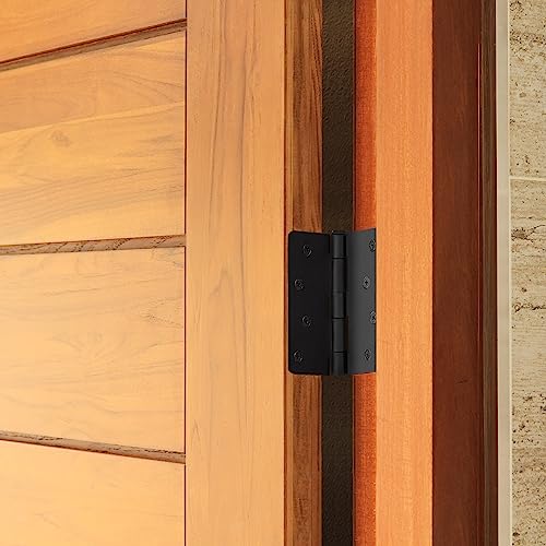 Door Hinges for Interior Doors 10-Pack 4-inch x 4-inch, Design House 1/4-inch Radius Steel Door Hinge Door Hardware, Matte Black, 188953