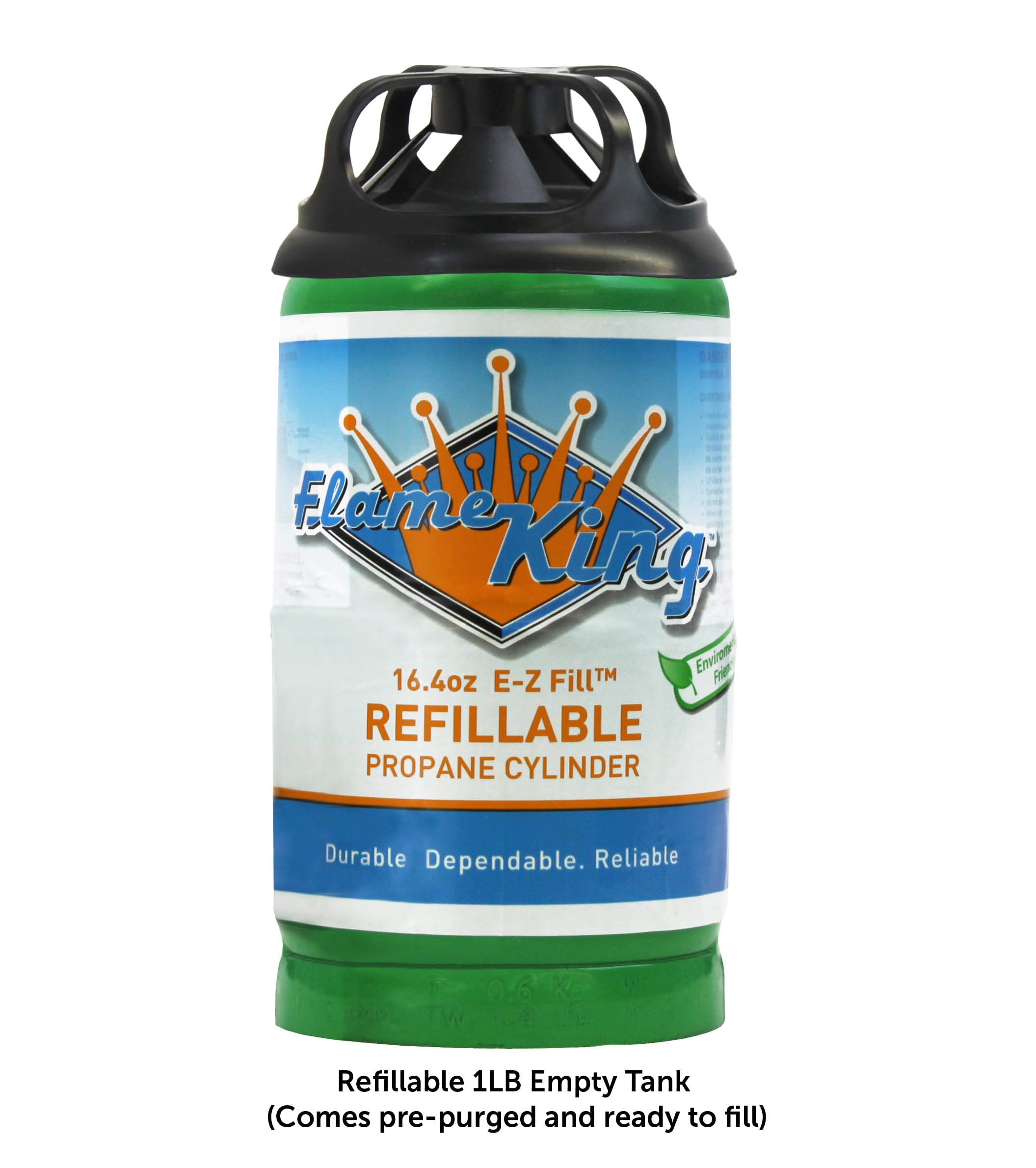 Flame King Refillable 1LB Empty Propane Cylinder Tank - Reusable - Safe and Legal Refill Option - DOT Compliant-16.4 oz (2-Pack), green (YSN164-2)