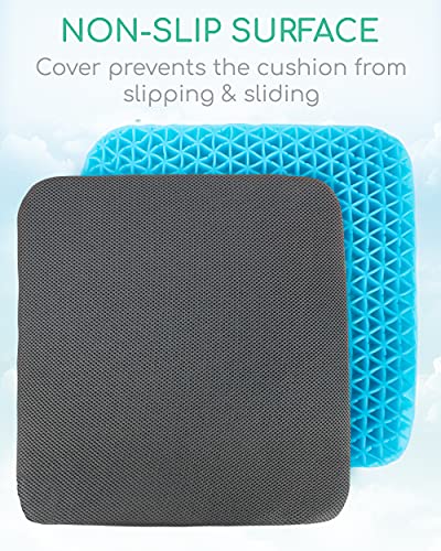 Gel Seat Cushion (Gray) by Xtra-Comfort - Seat Pad for Cars, Outdoors, Kitchens, Offices and Wheelchairs - Butt Cushion for Coccyx, Tailbone Pain and Lower Back, Sciatica Issues - Sitting Upholstery