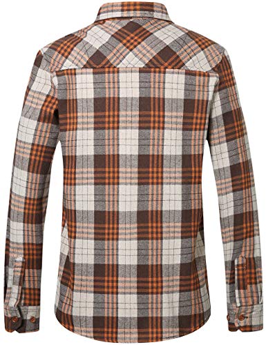SSLR Flannel Shirt for Men, Long Sleeve Button Down Shirt Plaid Casual (Large, Khaki)